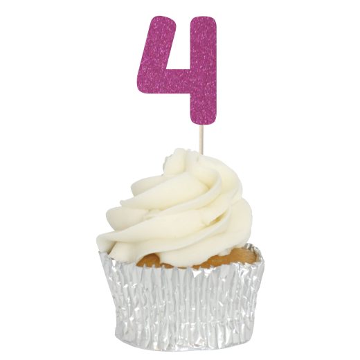 Glitter Number 4 Cupcake Topper Picks for Parties Birthdays and ...